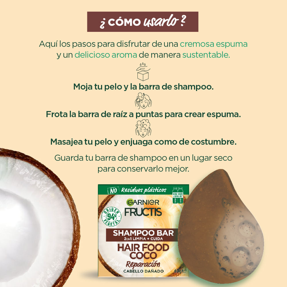 Garnier Shampoo Sólido Coco Hair Food - Perfumerías Pigmento