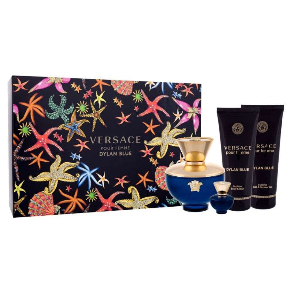 Versace Set Dylan Blue EDP 100 Ml + Body Lotion + Shower Gel + Travel ...
