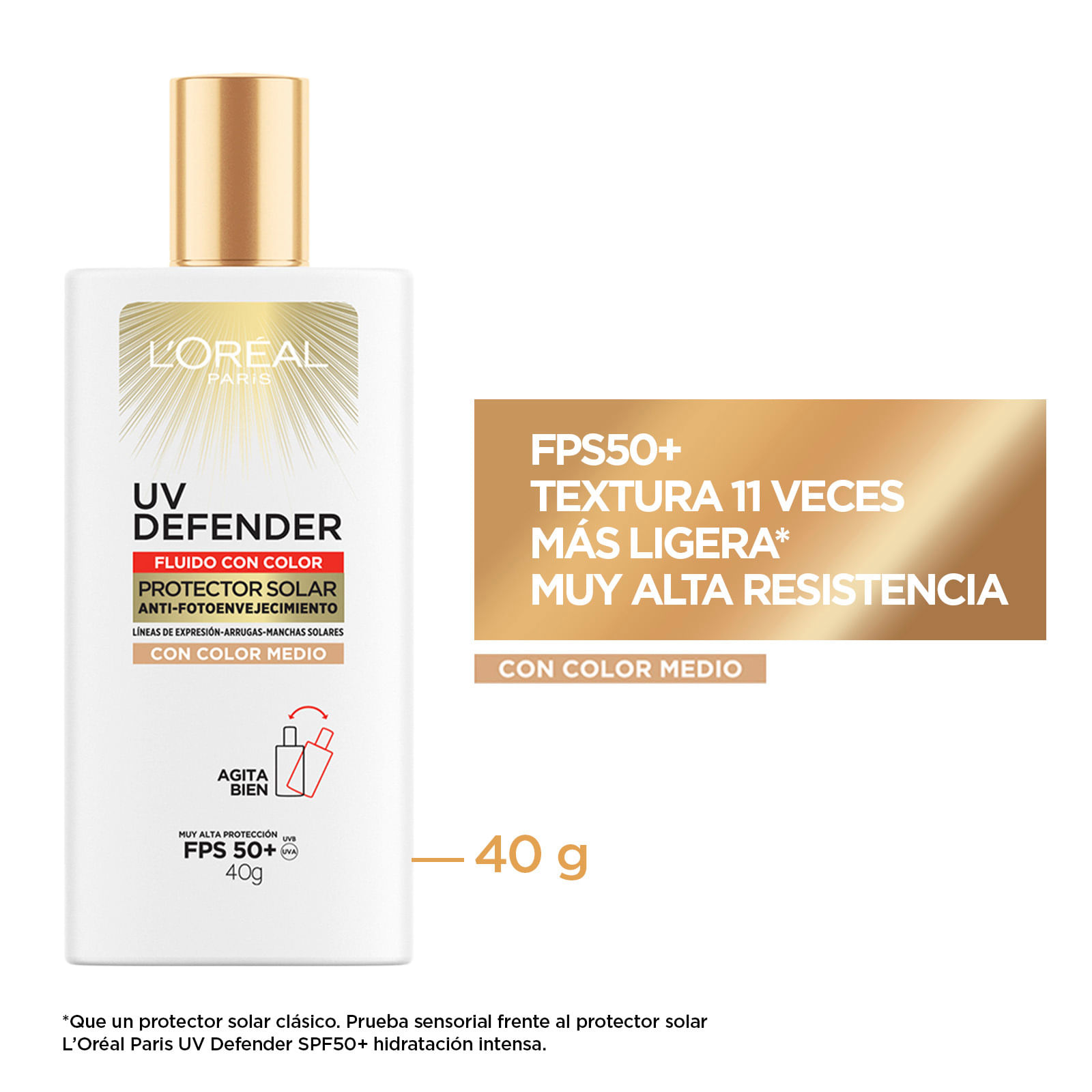 L'Oréal París Protector Solar Tono Medio Con Ácido Hialurónico FPS 50 ...