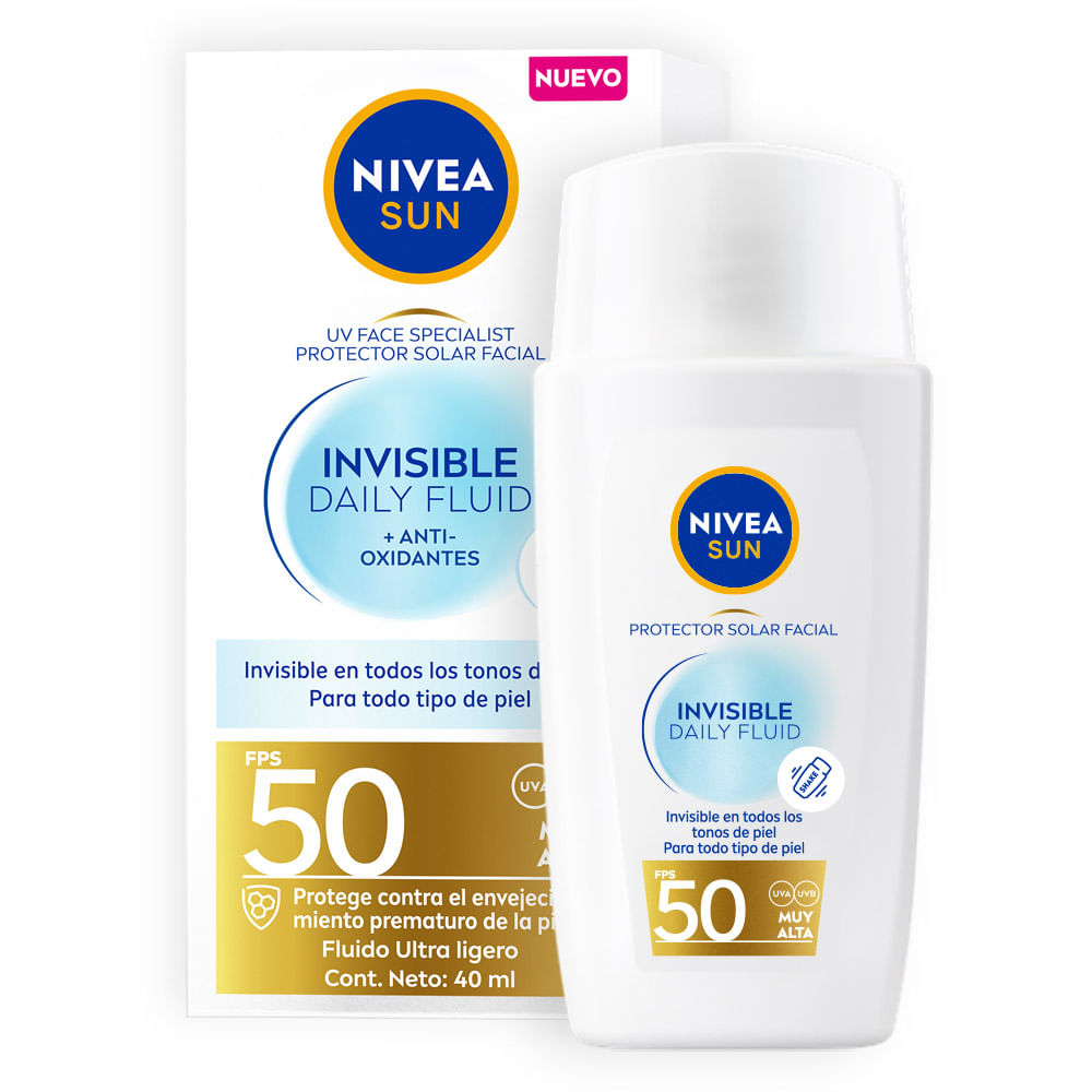 Nivea Protector Solar Facial Invisible Daily Fluid FPS 50 - Perfumerías ...
