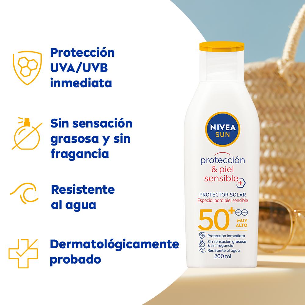 Nivea Protector Solar Protección y Piel Sensible FPS 50 Resistente Al ...